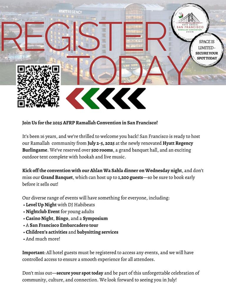 Annual Convention - American Federation of Ramallah, Palestine